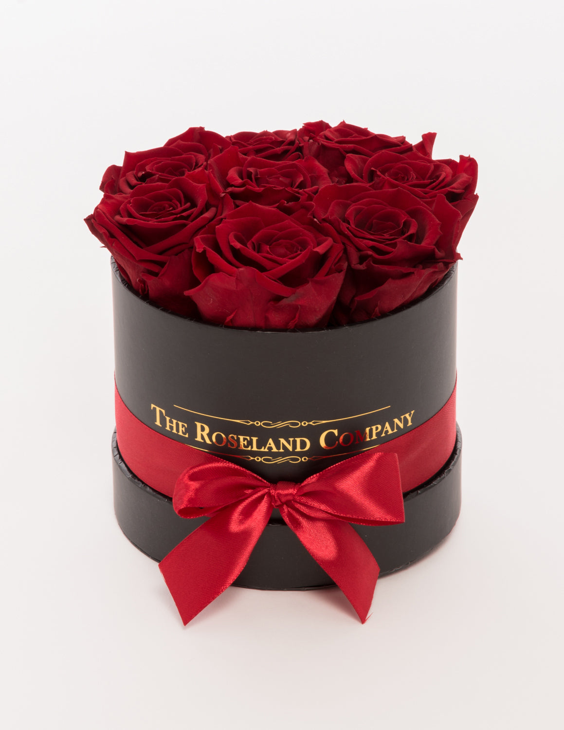 The Roseland Mini Black Round Box - Red Eternity Roses – The Roseland Shop